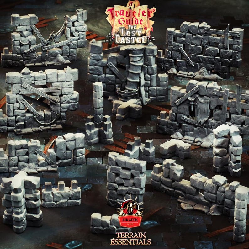 Castle Walls, Puzzles, Terrain Miniature: 28/32/38mm Fantasy RPG Mini ...