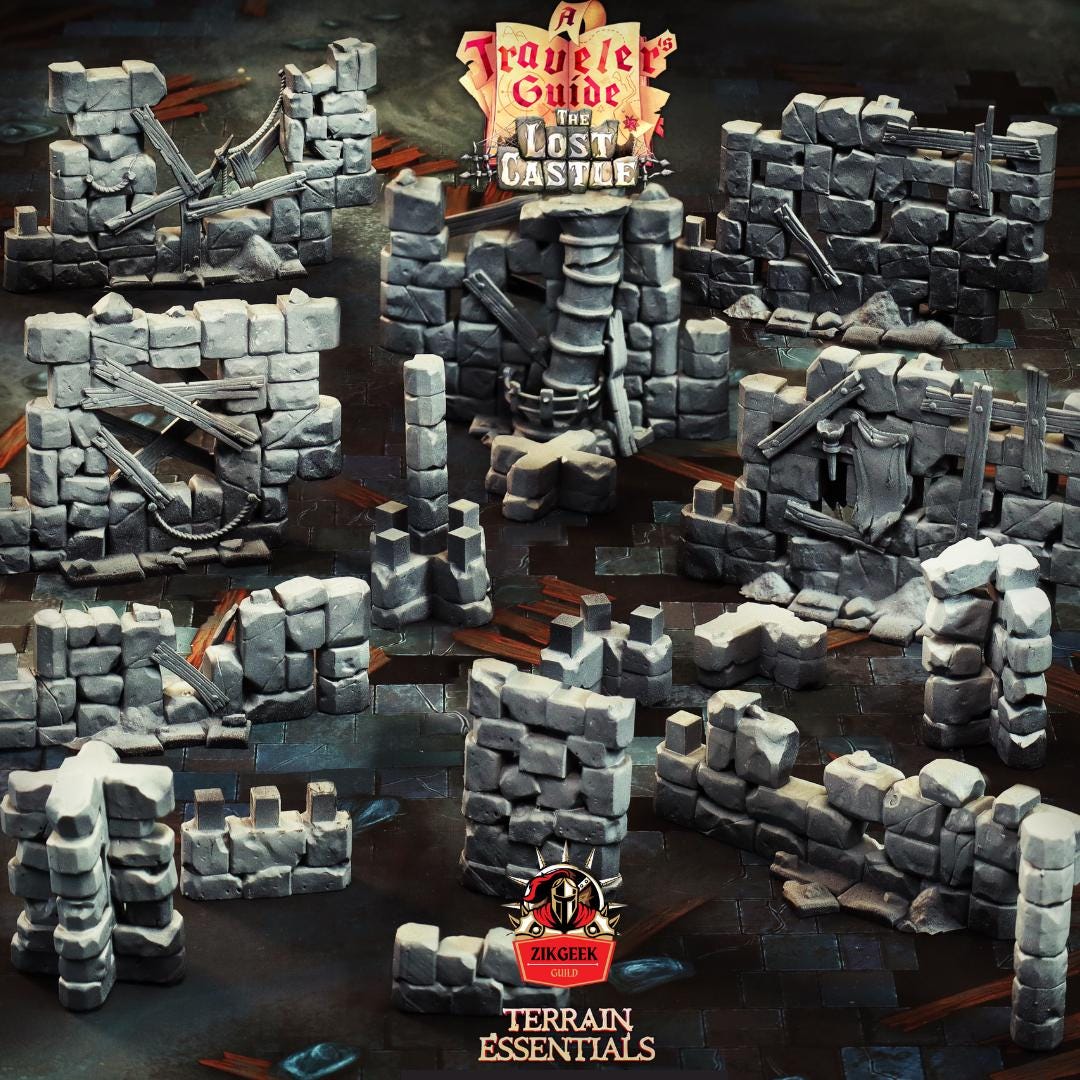 Castle Walls, Puzzles, Terrain Miniature: 28/32/38mm Fantasy RPG Mini ...