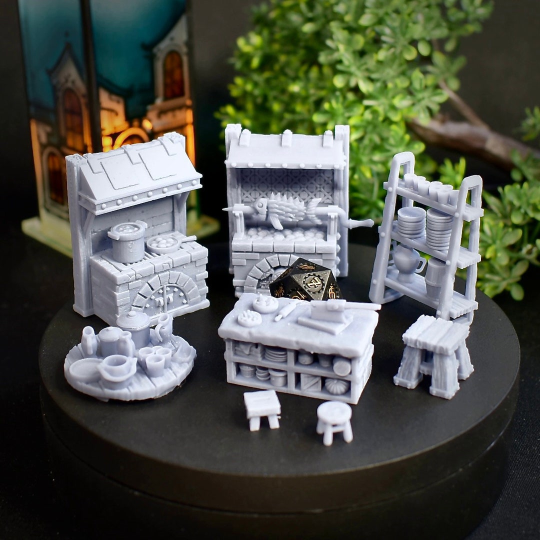 Tavern Kitchen Terrain Miniature Set: 28/32/38mm Fantasy RPG Mini for ...
