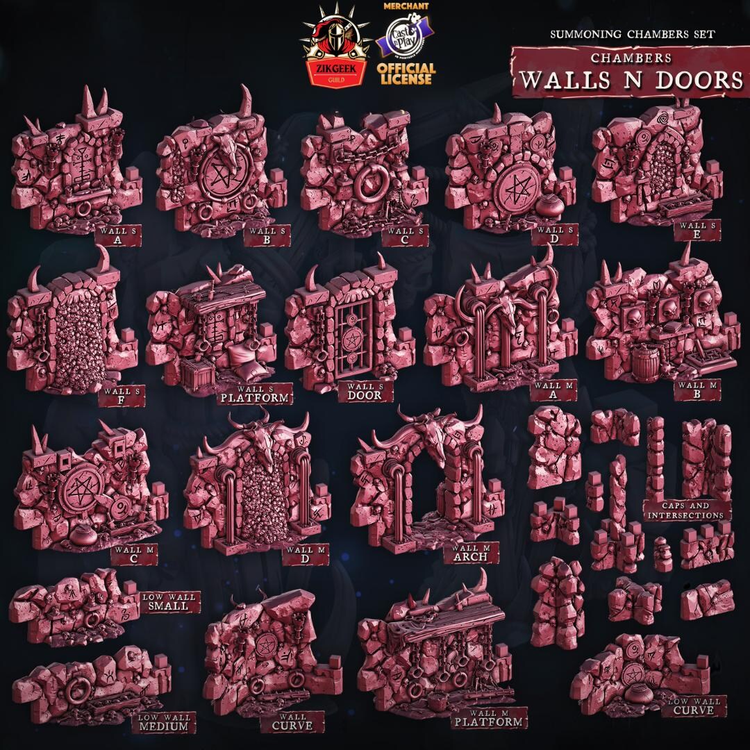 Summoning Chambers Walls & Doors Terrain: 28/32/38mm Fantasy RPG Mini ...