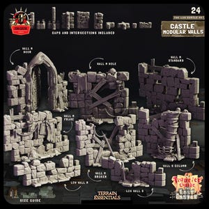 Castle Walls, Puzzles, Terrain Miniature: 28/32/38mm Fantasy RPG Mini ...