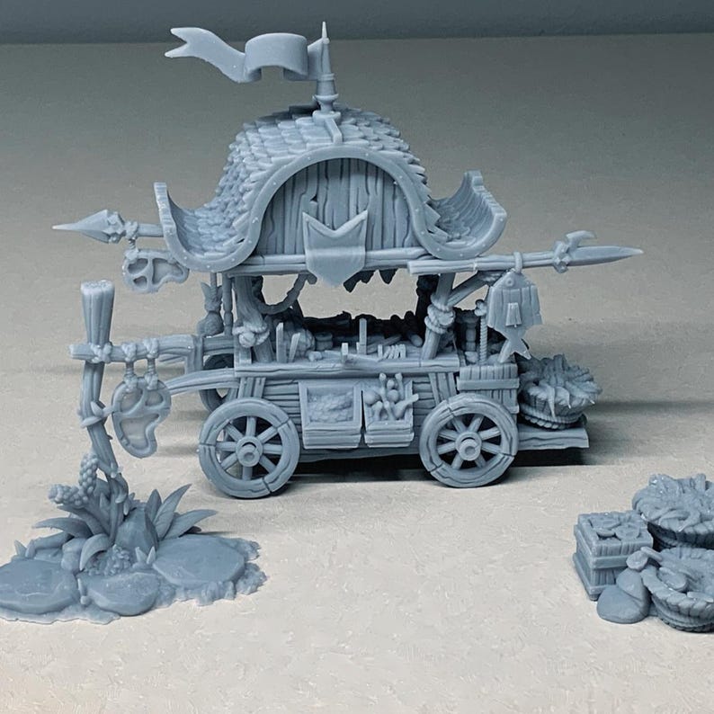 Medieval Market Protein Cart Terrain: 28/32/38mm Fantasy RPG Mini for ...