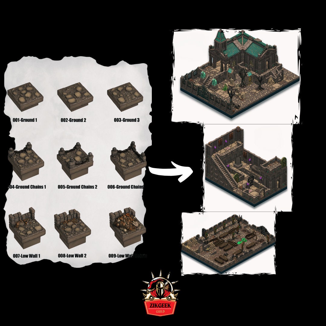 Modular Graveyard Terrain Tiles Stone Ground Walls Cemetery Blocks ...