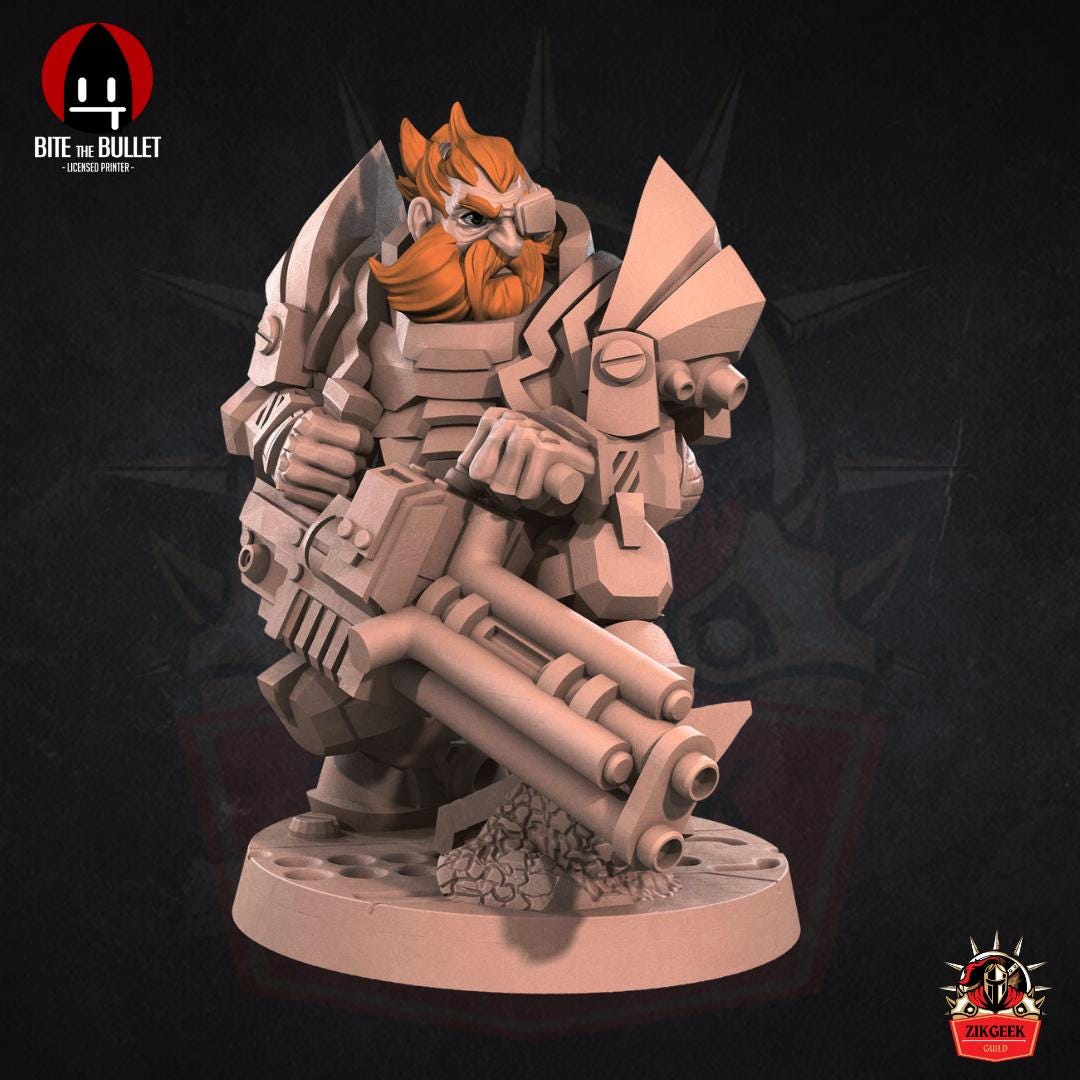 Space Dwarf Soldier Fighter Miniature, Dungeons and Dragons Mini, Hero ...