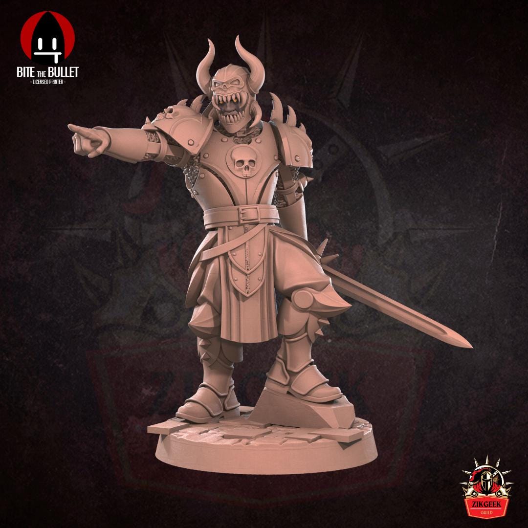 Human Deathbringer Fighter Miniature: 28/32/38mm Fantasy RPG Mini for ...