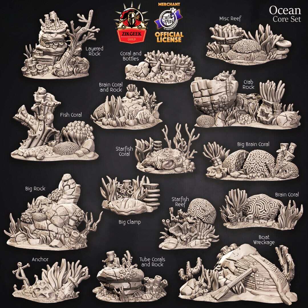 Ocean Corals Dnd Terrain Miniatures, Hero Quest RPG Tabletop Game, 5e ...