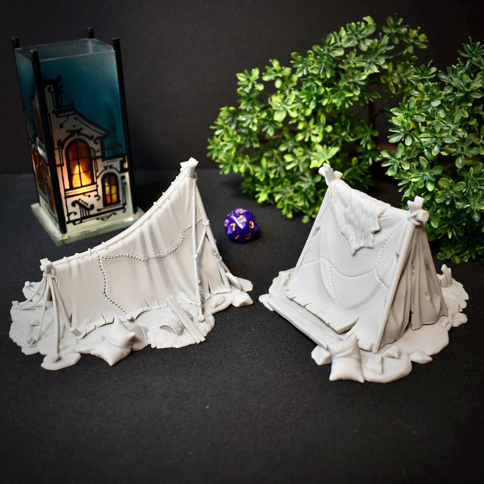 Bandit Tents & Bedrolls Terrain Miniatures: 28/32/38mm Fantasy RPG Mini ...
