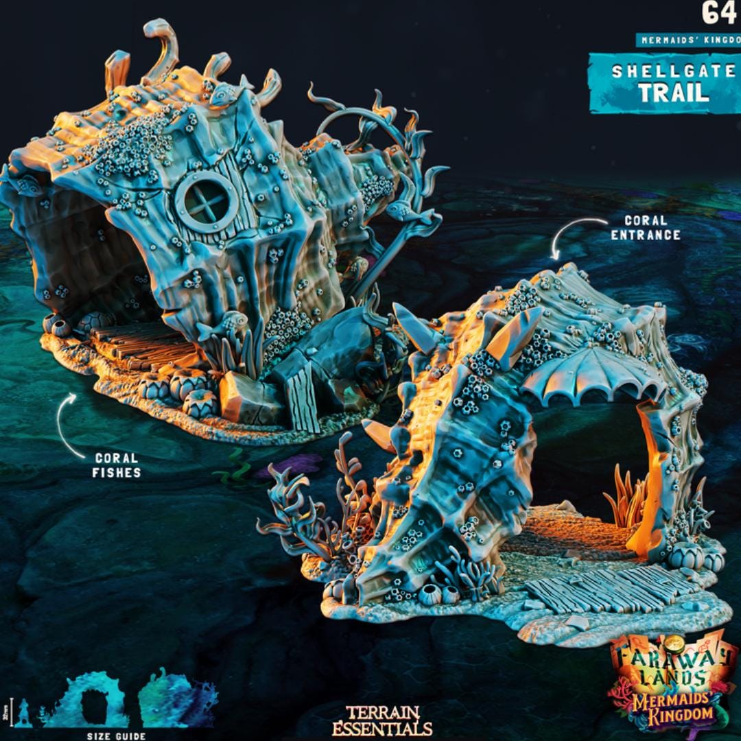 Mermaids Kingdom Shellgate Trail Terrain: 28/32/38mm Fantasy RPG ...