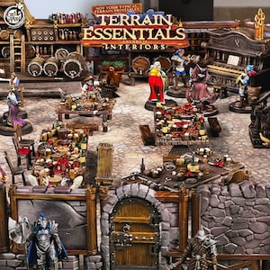 Tavern Bar Props, Tables, Chairs Dnd Terrain Miniature, Dungeon Hero ...