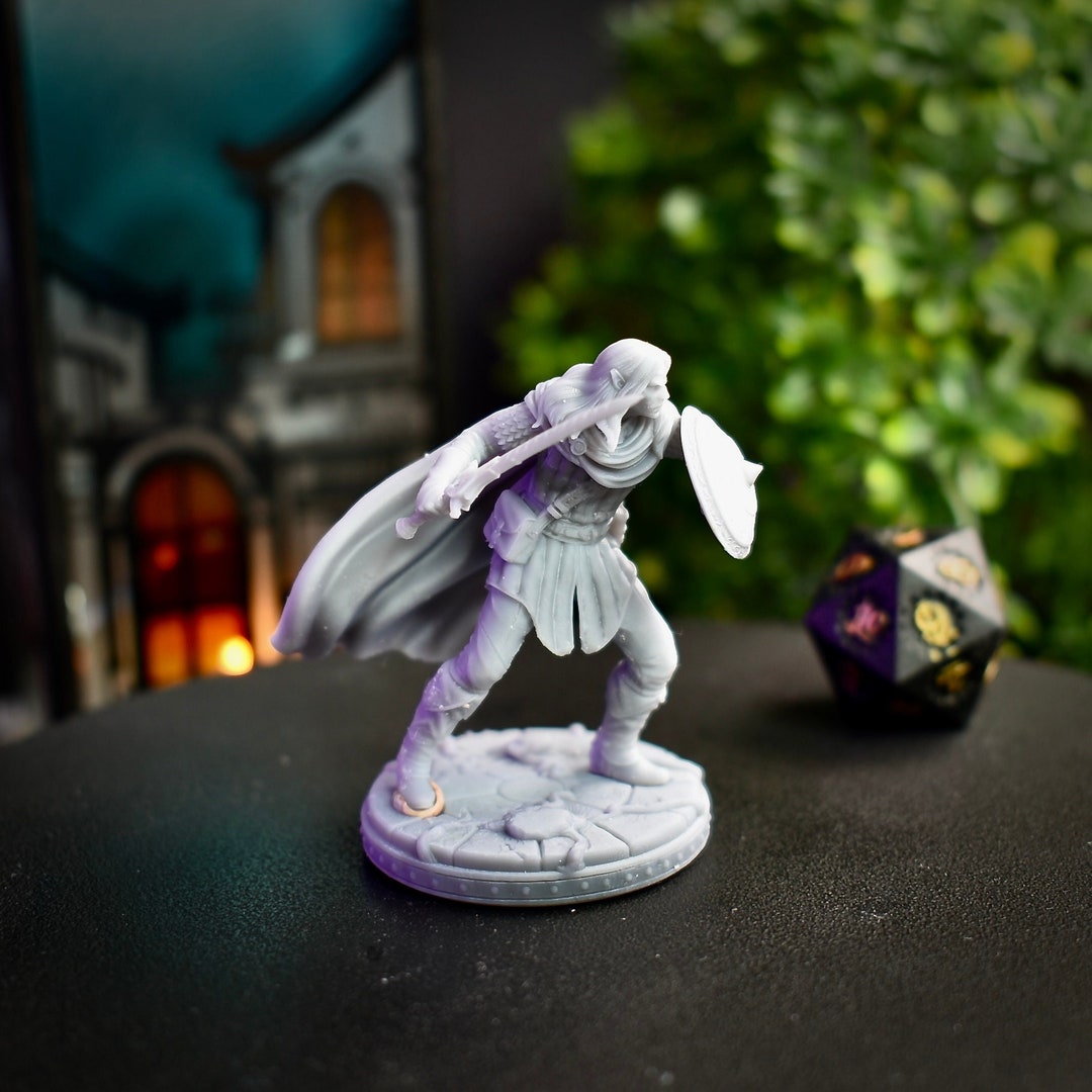 Male Elf Warrior, Fighter Miniature: 28/32/38mm Fantasy RPG Mini for ...
