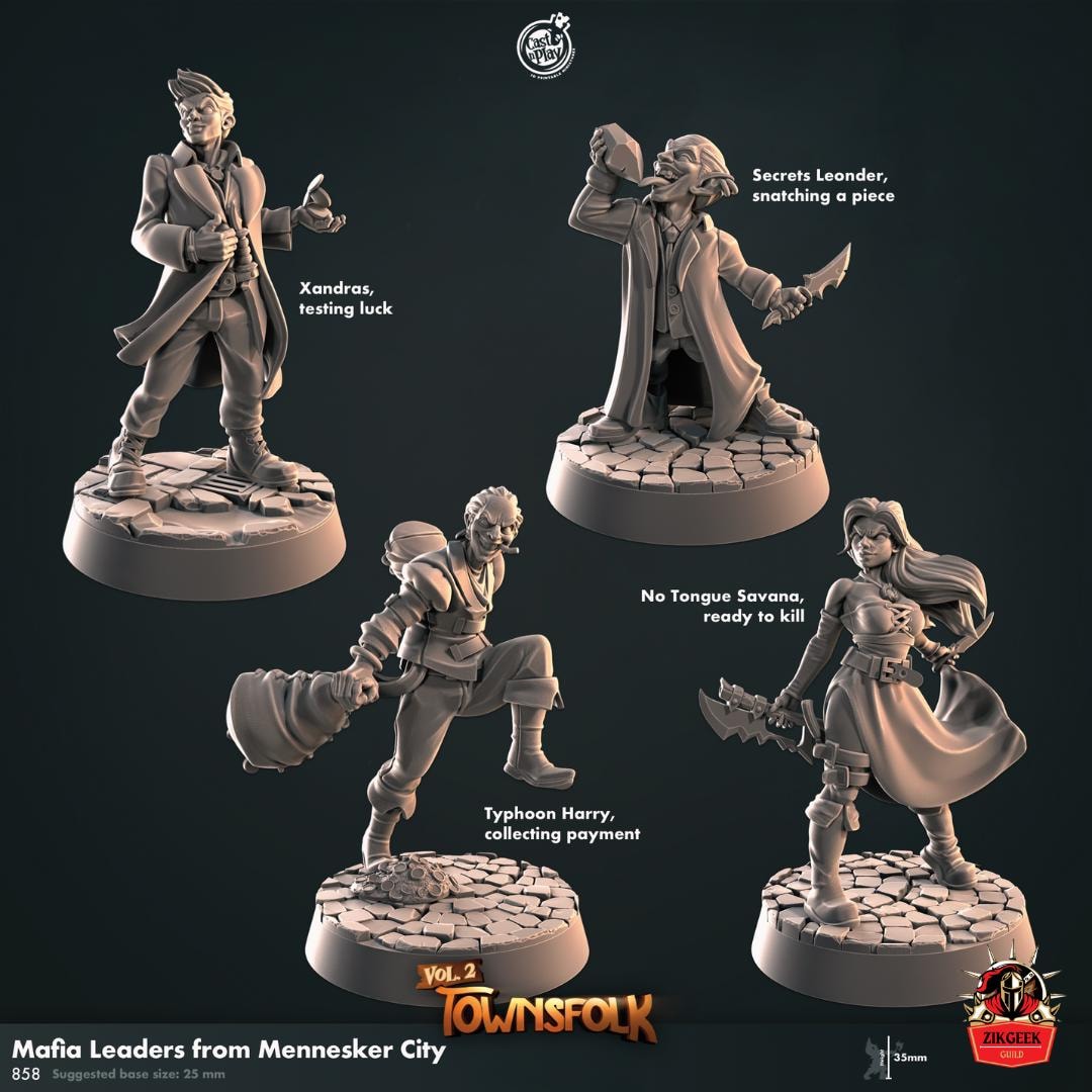 Townsfolk Hero Mafia Rogues Miniatures: 28/32/38mm Fantasy RPG Mini for ...