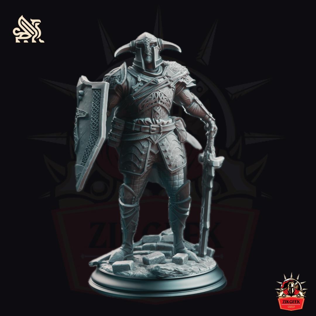Male Nordic Paladin, Warrior Miniature: 28/32/38mm Fantasy RPG Mini for ...