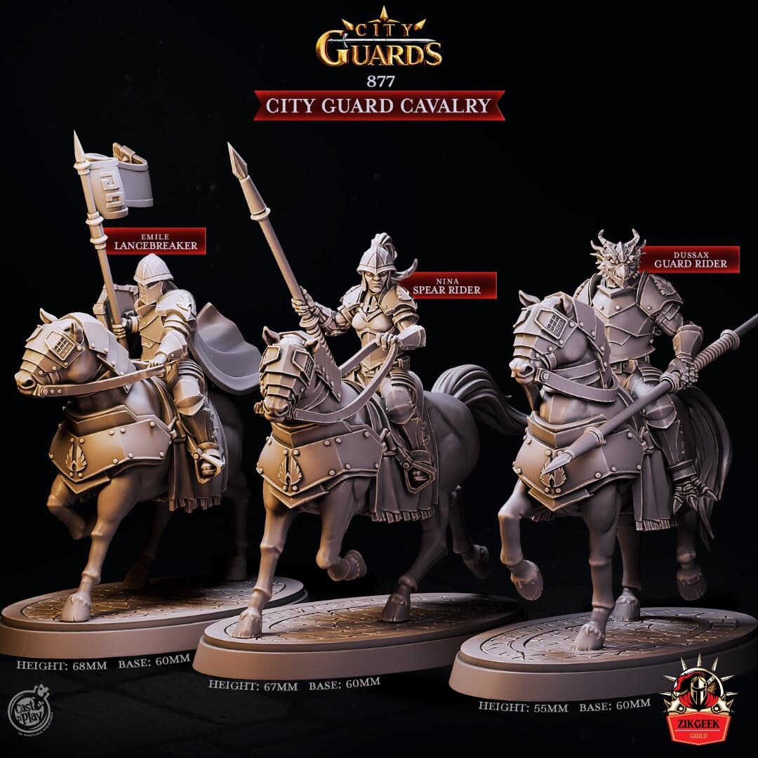 City Guard Cavalry Knight Miniatures: 28/32/38mm Fantasy RPG Mini for ...