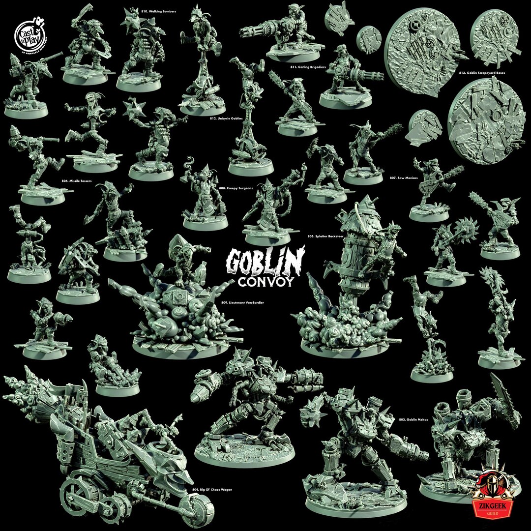 31 Dnd Miniatures Set – the Goblin Convoy Bundle 28mm, 32mm, 38mm Resin ...