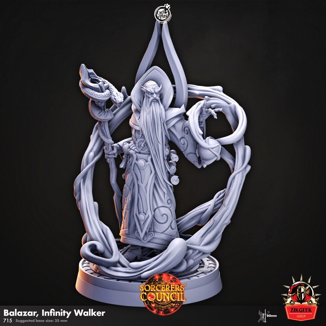 Human Old Wizard, Mage, Sorcerer Miniature Dungeons and Dragons Mini ...