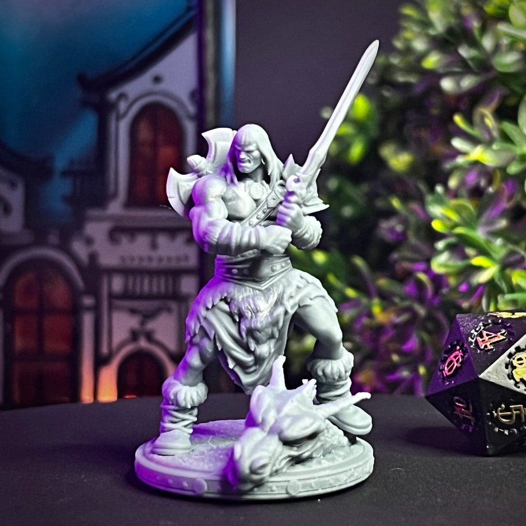 Classic Human Male Barbarian Miniature: 28/32/38mm Fantasy RPG Mini for ...