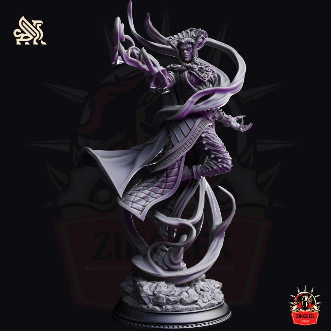 Drow Planar Sorceress Miniature: 28/32/38mm Fantasy RPG Mini for Dnd ...