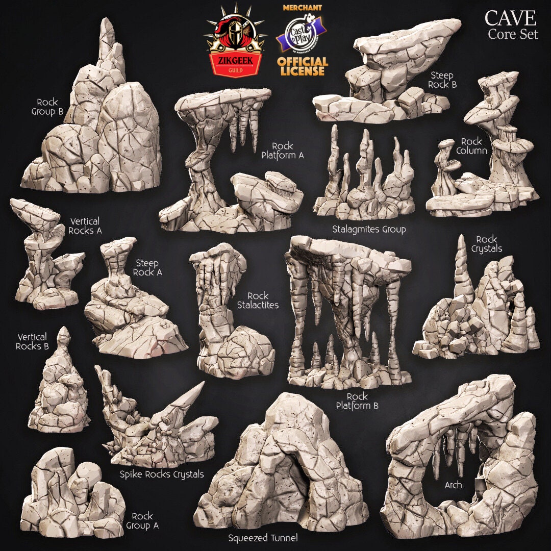 Cave Core Rock Terrain: 28/32/38mm Fantasy RPG Mini for Dnd, TTRPG - Etsy