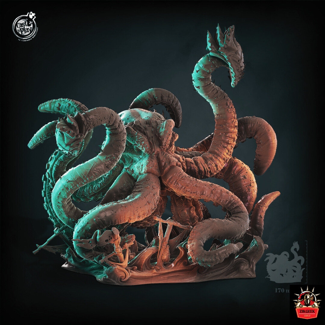 Kraken Sea Monster Boss Miniature: 28/32/38mm Resin RPG Mini for Dnd ...