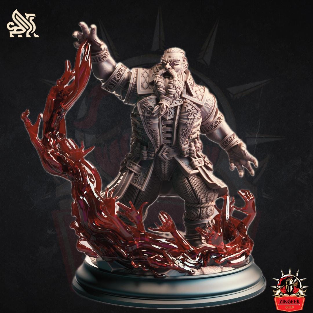 Dwarf Blood Mage Fighter Enemy Dnd Miniature Dungeons and Dragons Mini ...