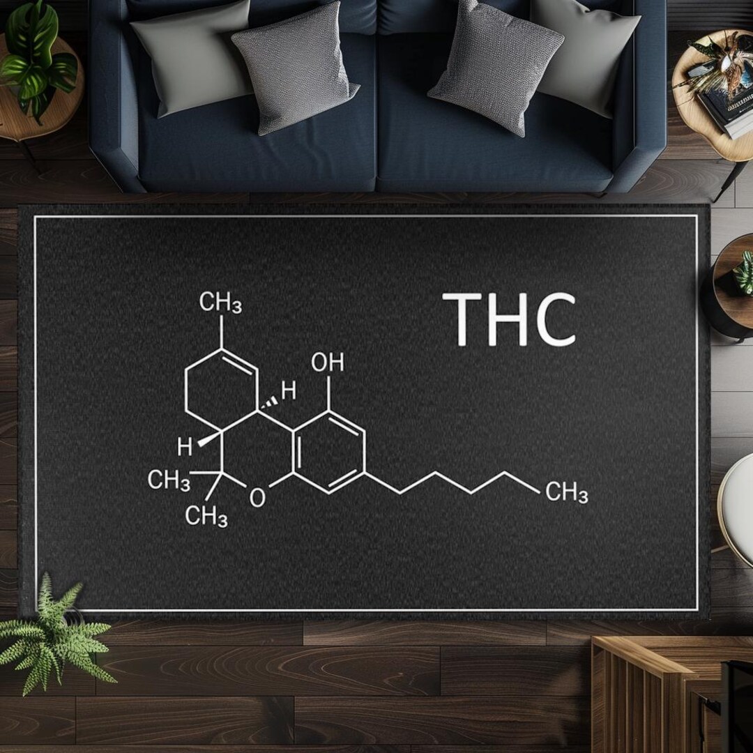 THC Chemical Compound Area Rug, Stoner Home Decor, Large Weed Rug ...