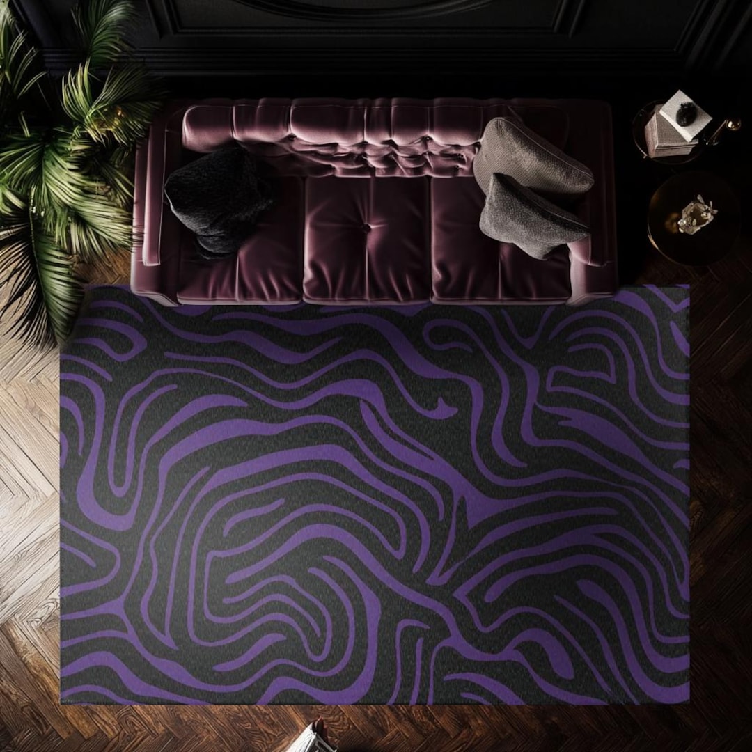 Abstract Purple and Black Area Rugs, Two Sizes, Modern Stylish Home ...