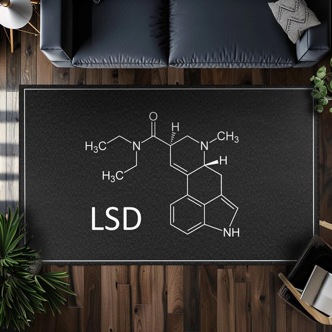 LSD Chemical Compound Area Rug, Psychedelic Rug, Trippy Home Decor, Boho Rug, Hippie Room Accent ...