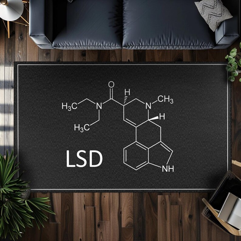 LSD Chemical Compound Area Rug, Psychedelic Rug, Trippy Home Decor ...