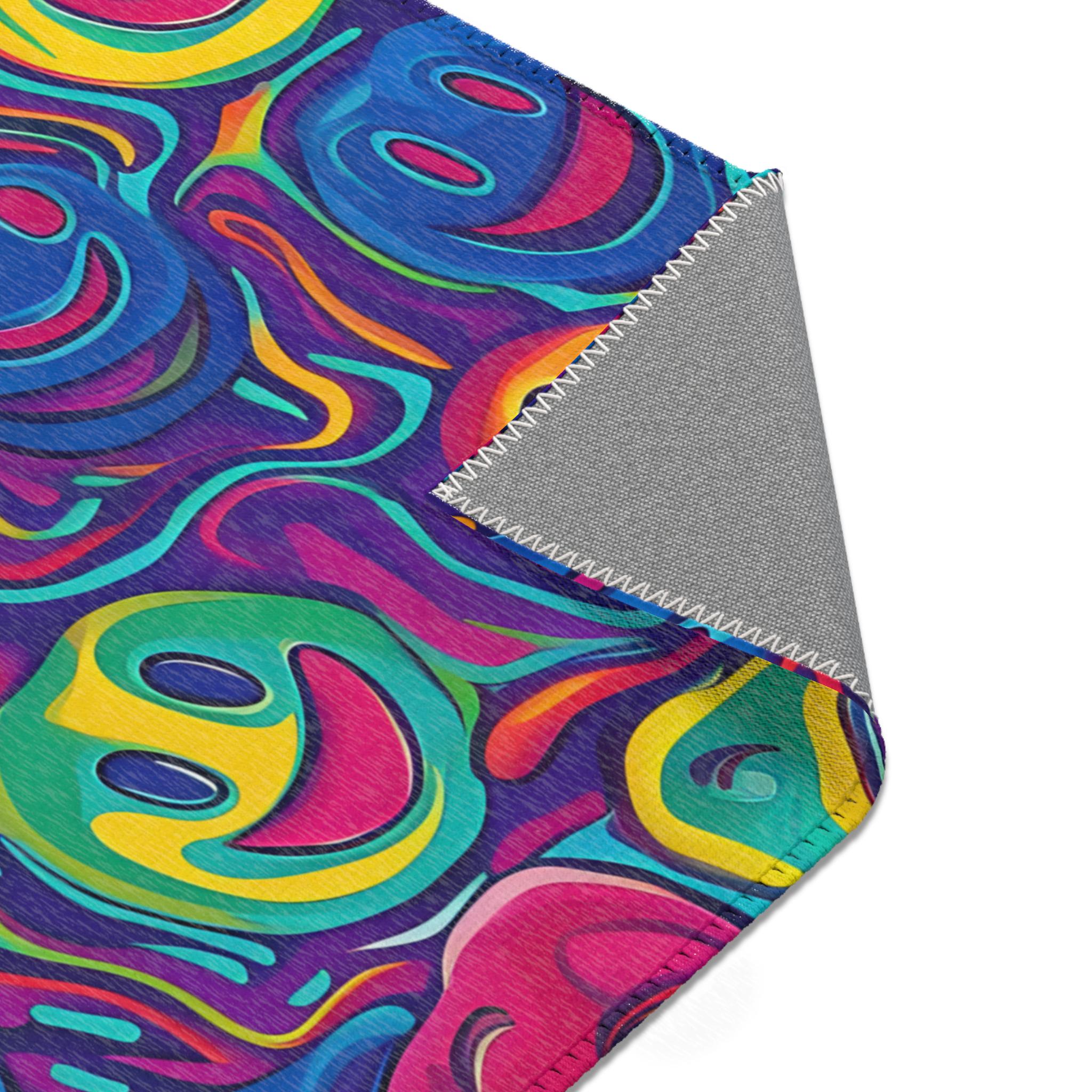 Colorful Melted Happy Face Trippy Vibes Area Rug, Psychedelic Decor for ...
