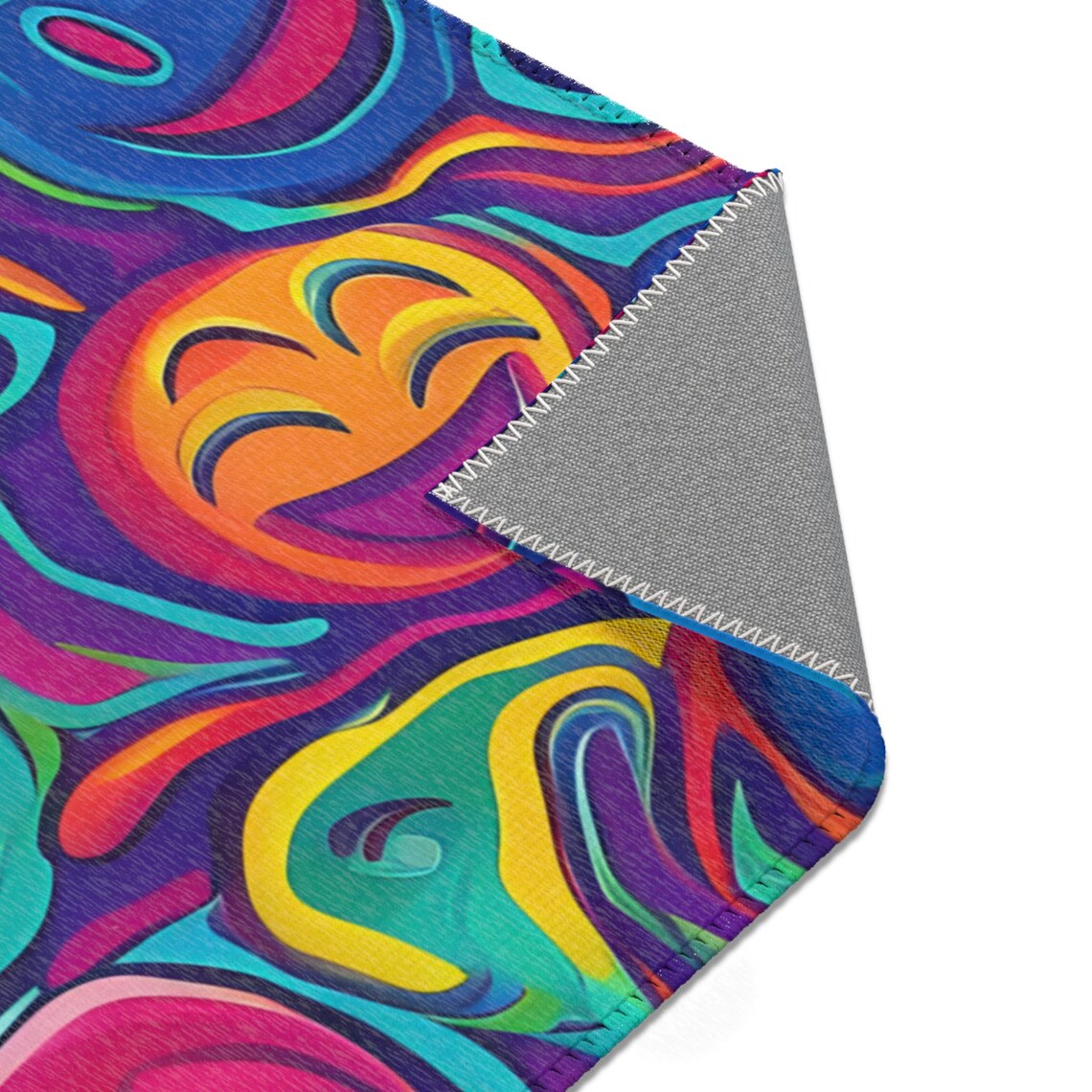 Colorful Melted Happy Face Trippy Vibes Area Rug, Psychedelic Decor for ...
