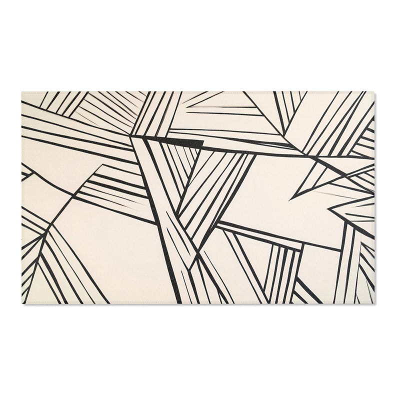 Triangular Abstract Line Art Area Rugs, Geometric Modern Floor Carpets ...