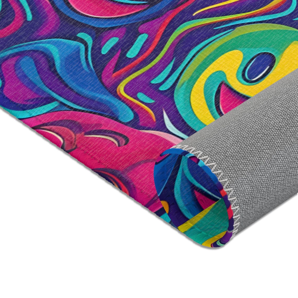Colorful Melted Happy Face Trippy Vibes Area Rug, Psychedelic Decor for ...