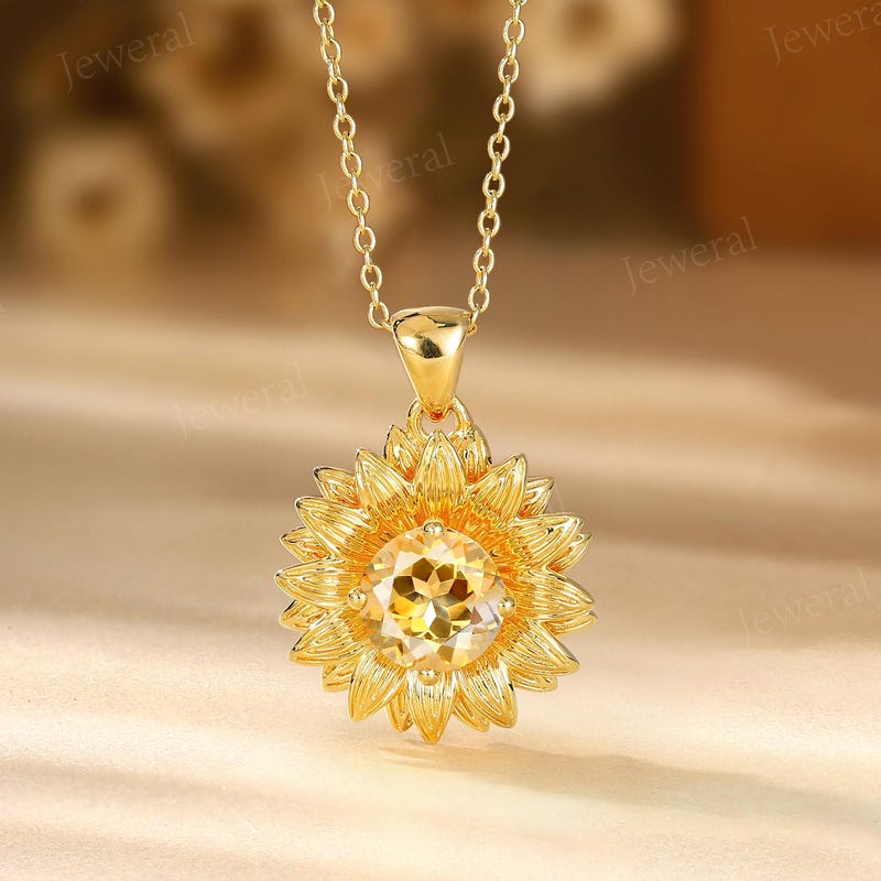 Citrine Sunflower Charm - Etsy