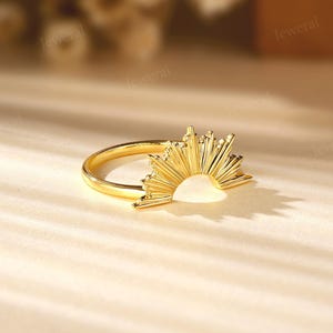 U Shaped Gold Sunburst Ring | Radiant Sunrise-inspired Design | Symbol ...