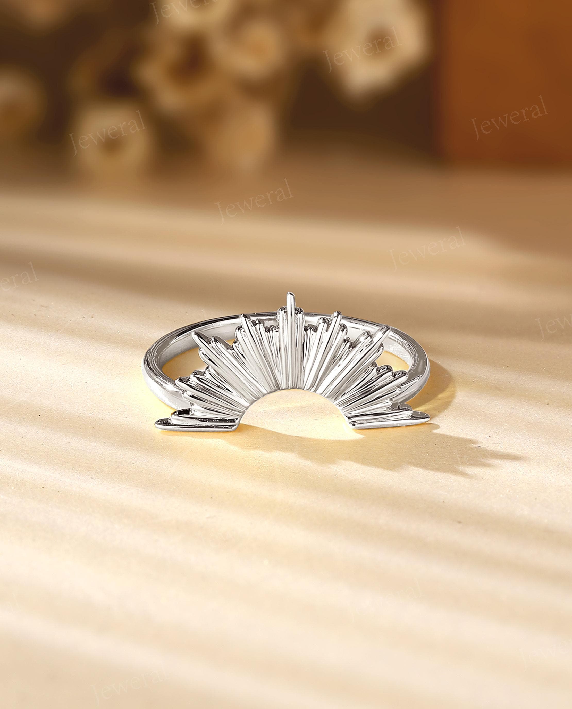U Shaped Gold Sunburst Ring | Radiant Sunrise-inspired Design | Symbol ...