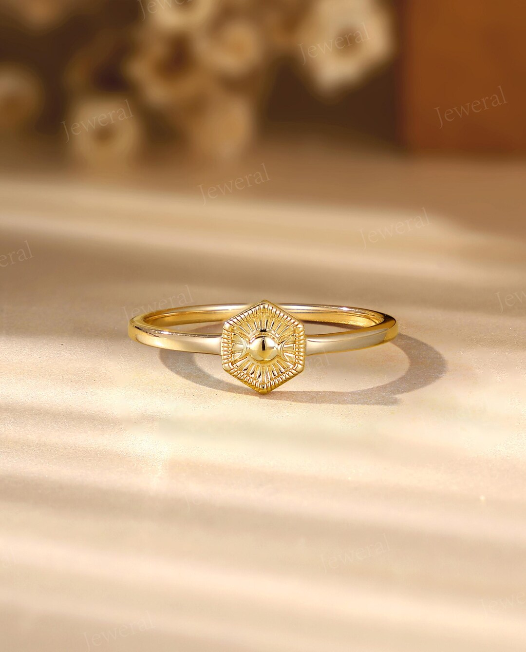 Boho Sun Design Rings That Bring Hope and Blessings, 10K Solid Gold ...