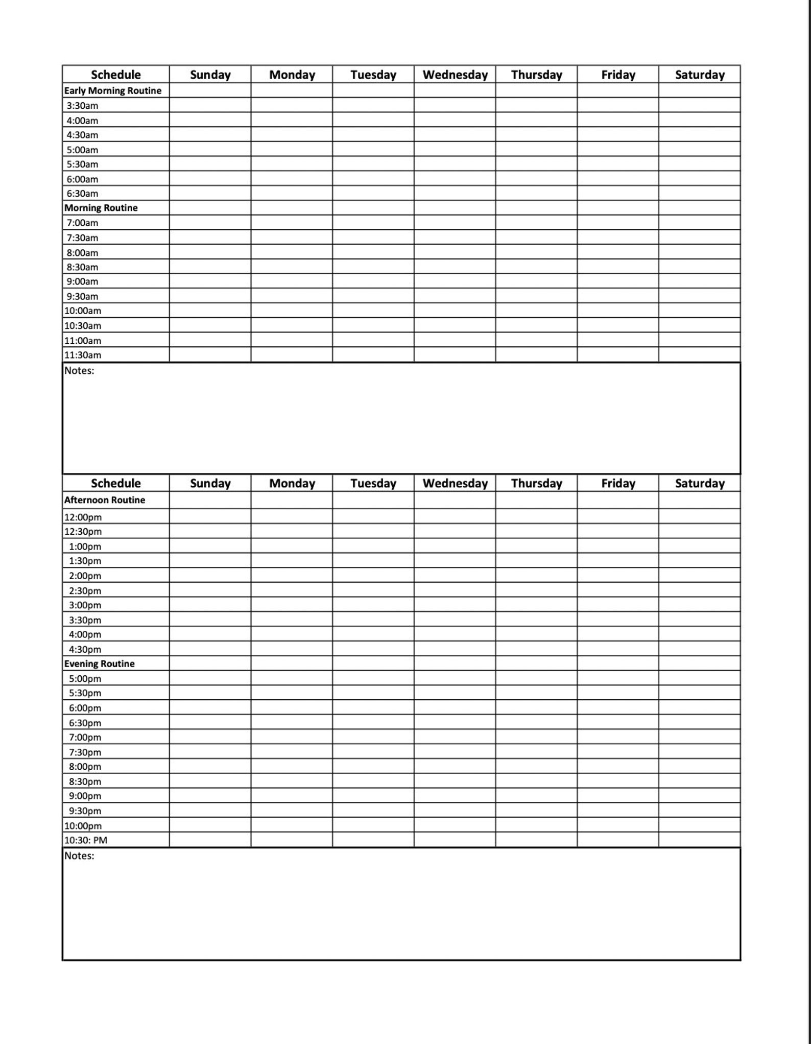 Morning and Afternoon Schedule Breakdown. - Etsy