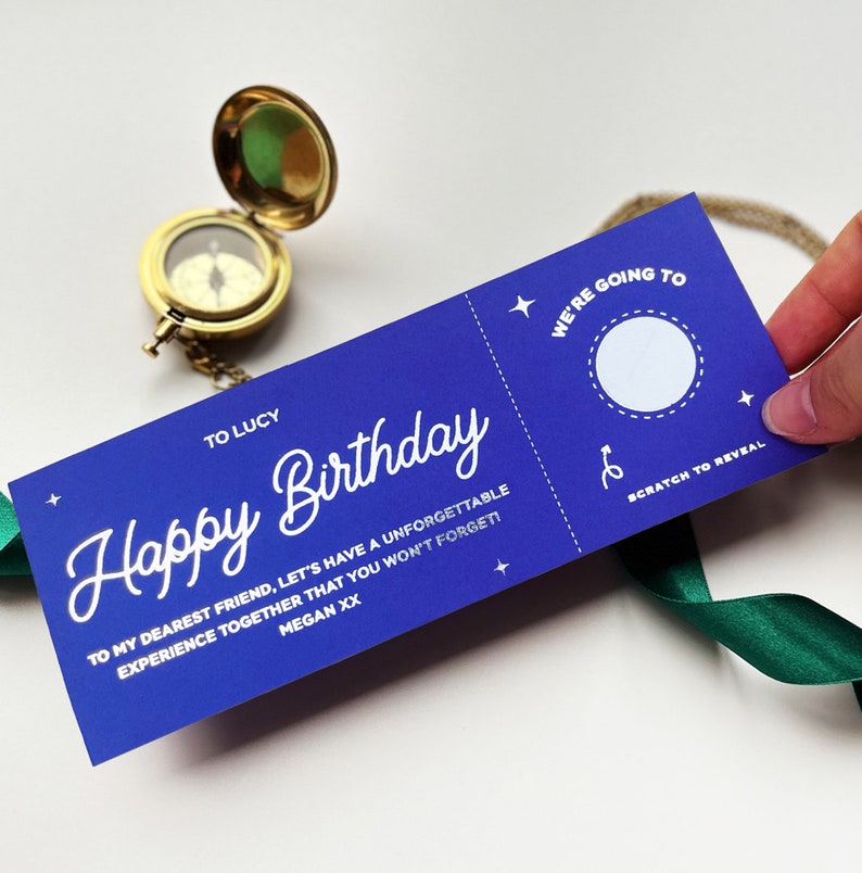 Happy Birthday Scratch off Ticket, Golden Ticket Foil, Personalised ...