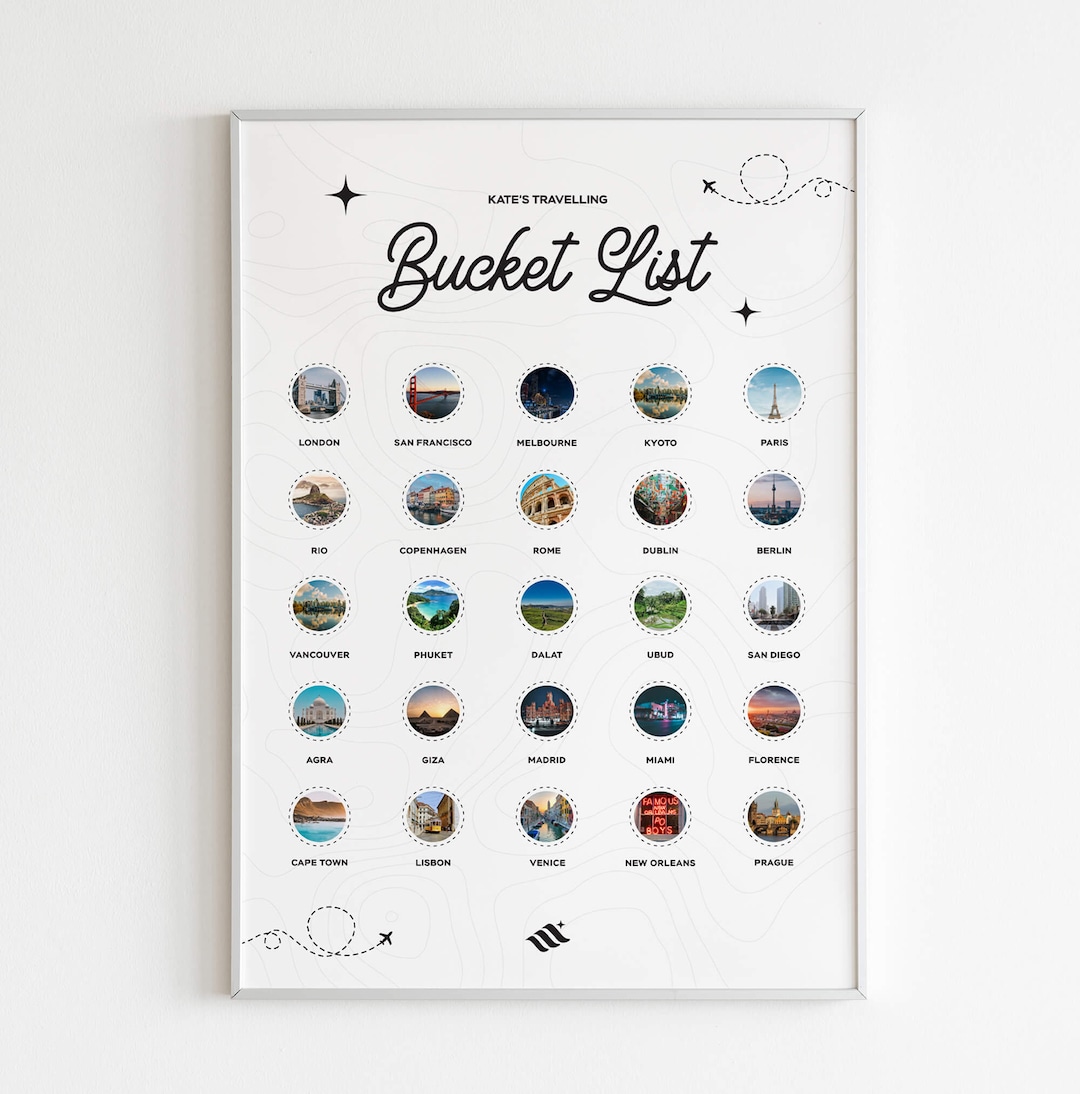 Bucket List Scratch Poster, Personalised Scratch Wall Art, Traveller ...