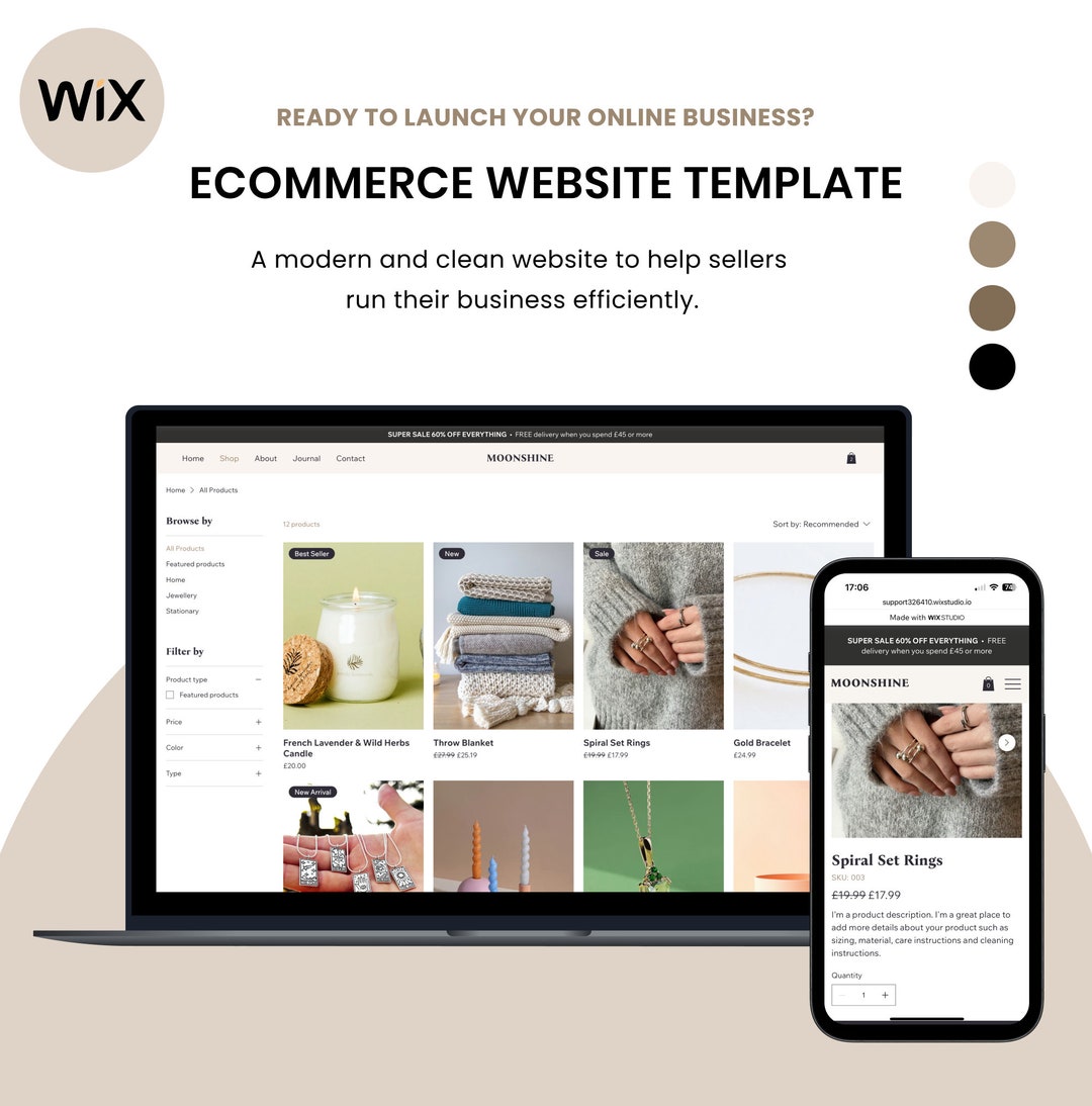 Wix Ecommerce Website Template, for Etsy Sellers, Small Business Owners ...