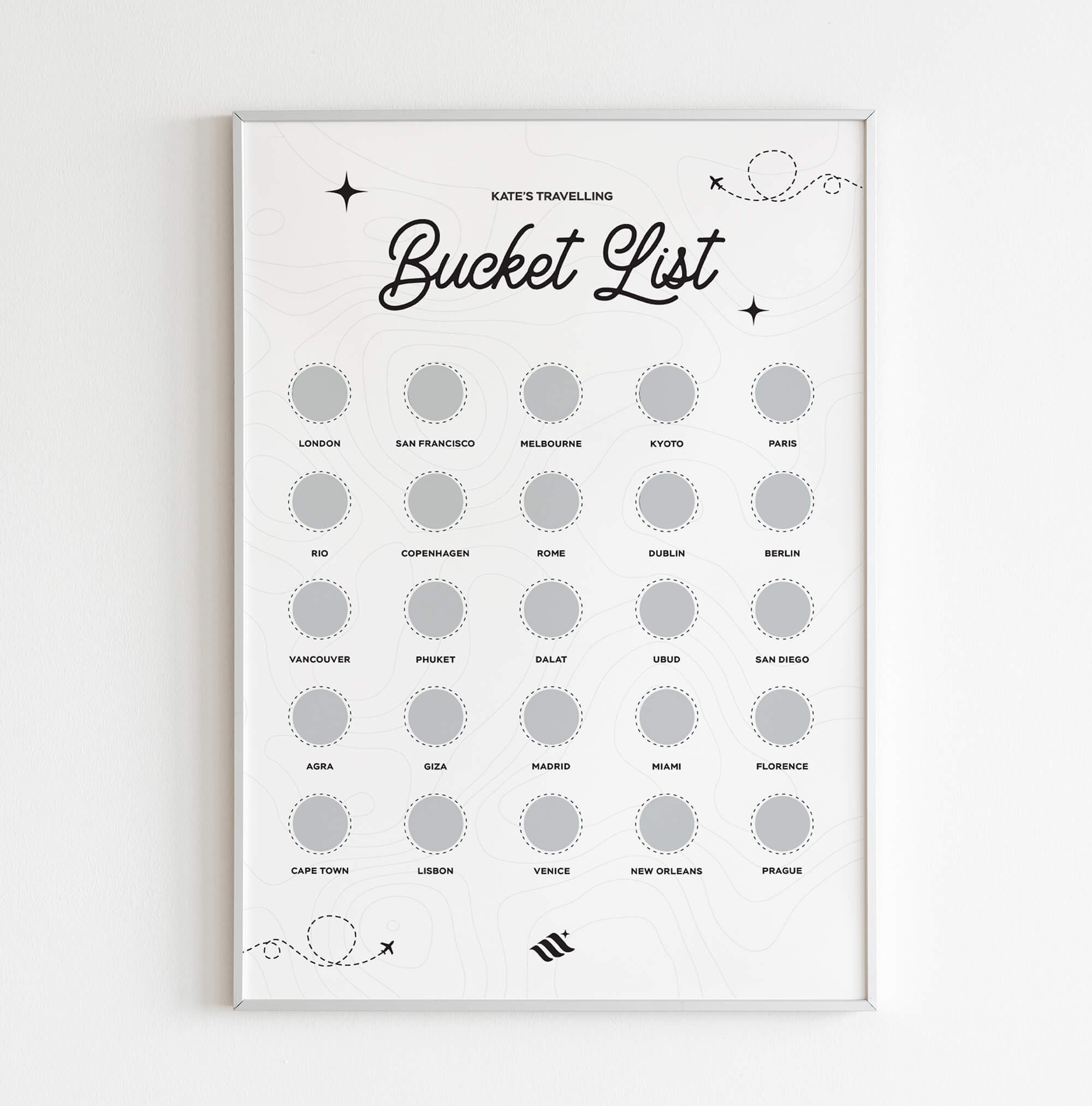 Bucket List Scratch Poster, personalisierte Abenteuer Wandkunst ...