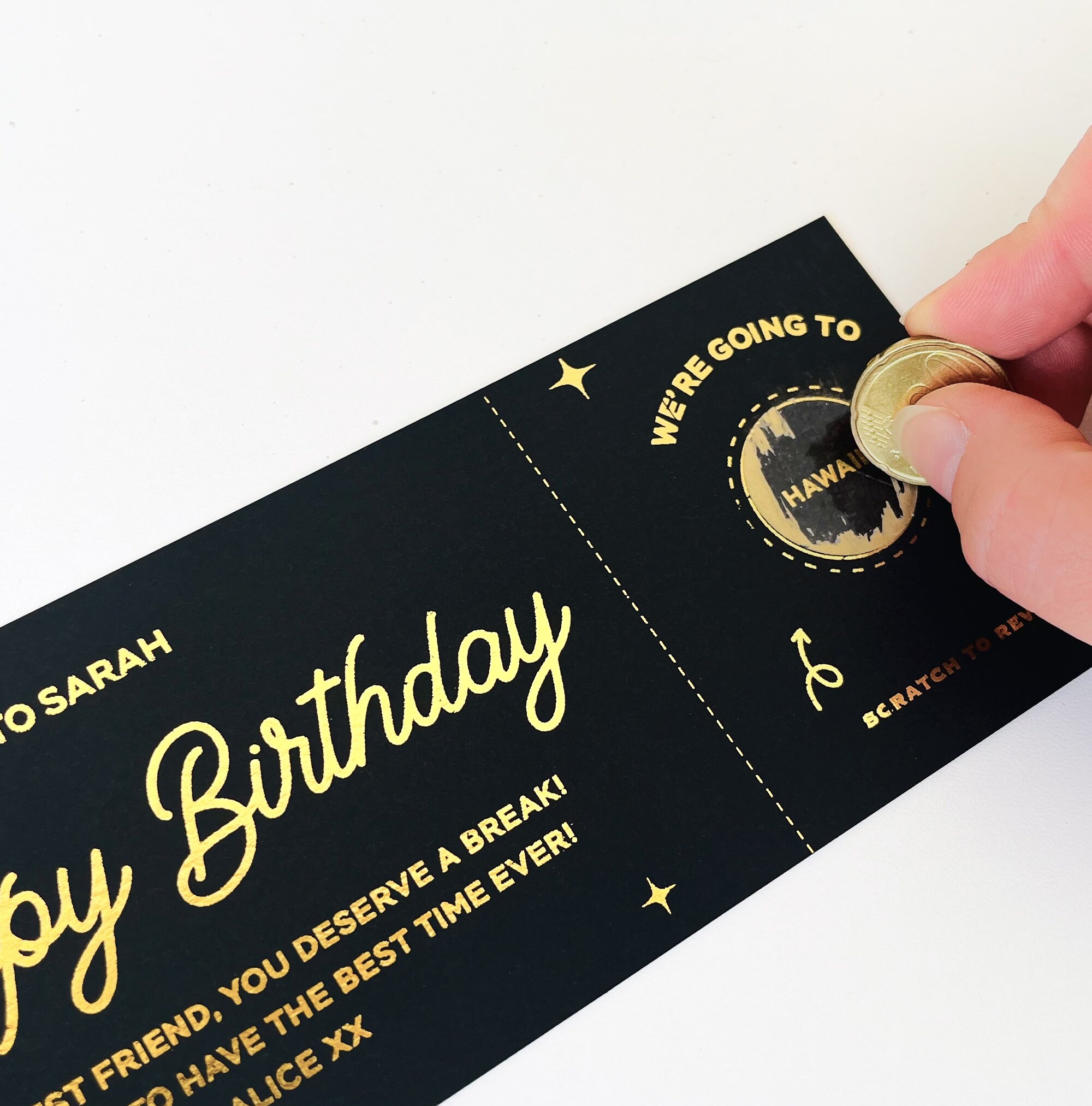 Happy Birthday Scratch off Ticket, Golden Ticket Foil, Personalised ...