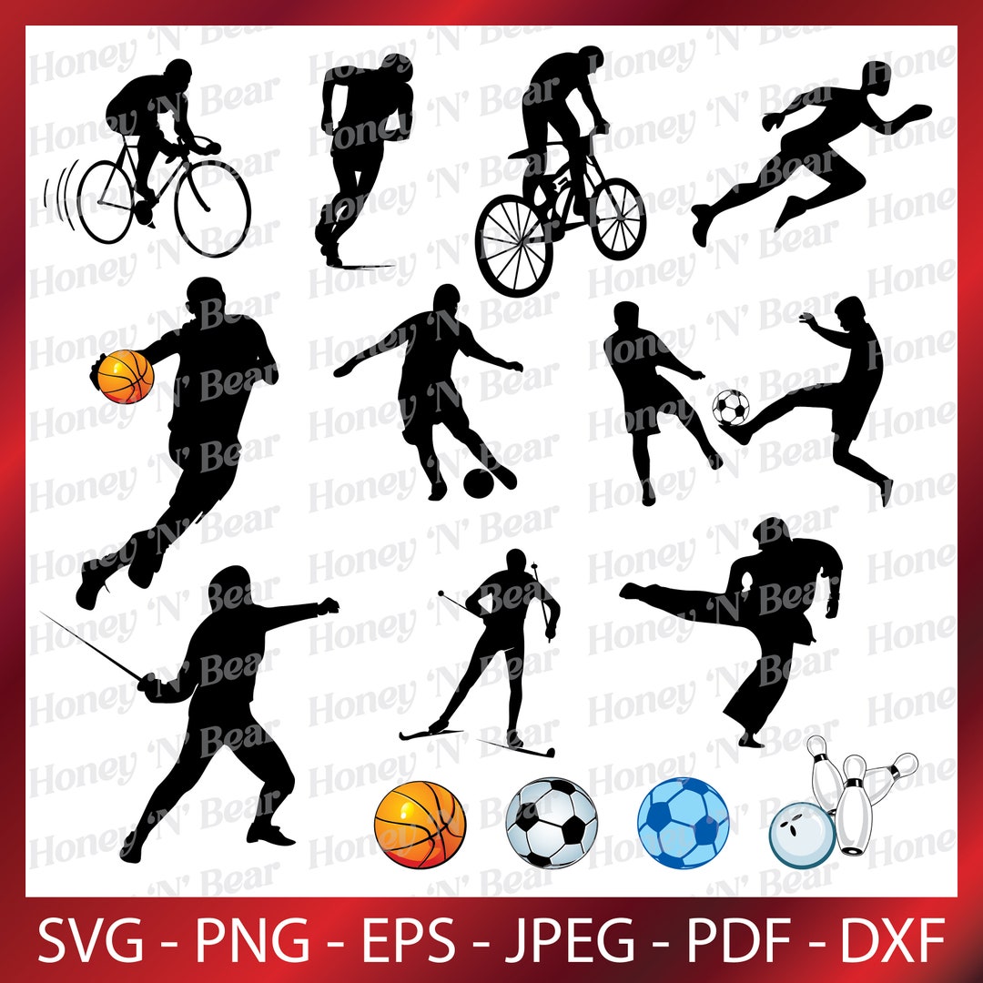 Sport Bundle Vector Sports Shapes Pdf Png Svg Footballer - Etsy