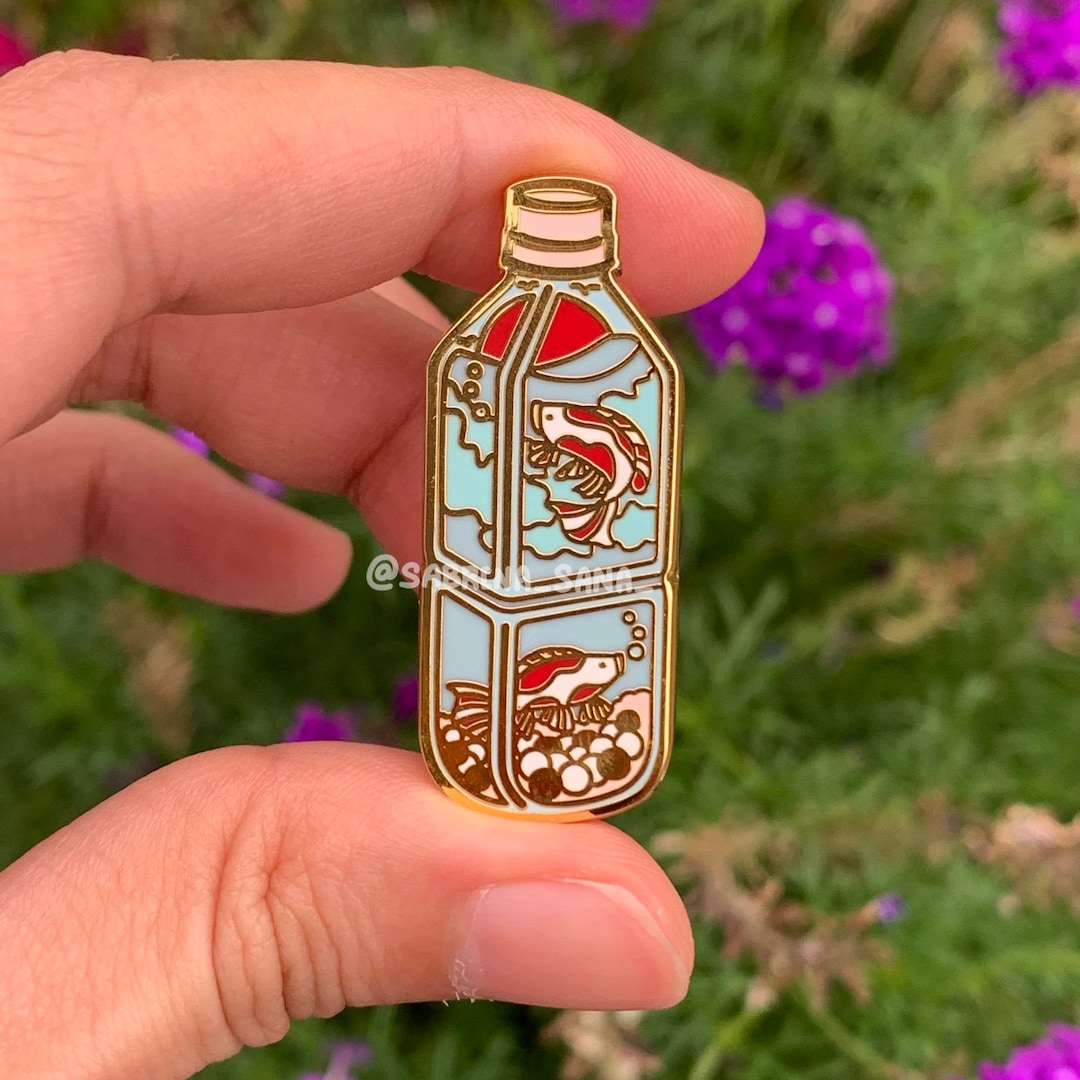 Koi Goldfish Bottle Hard Enamel Pin - Etsy