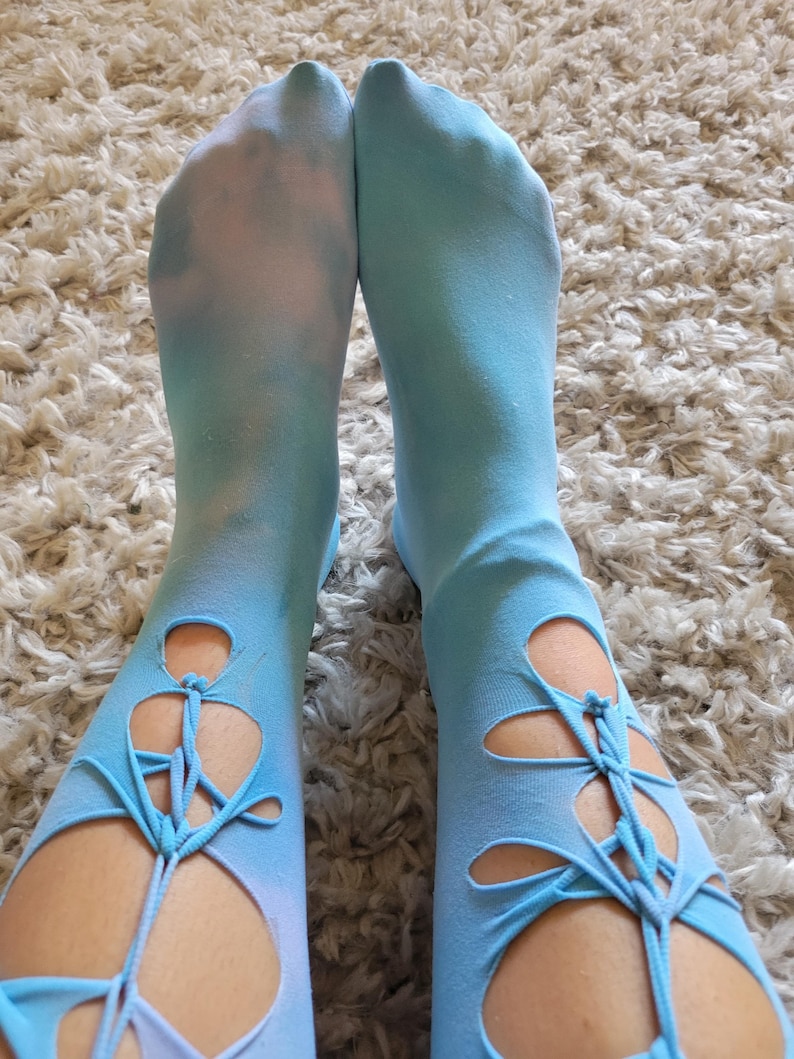 PINK Thigh-high Tie Dye Slitweave Sock Tights for Raves and Festivals ...