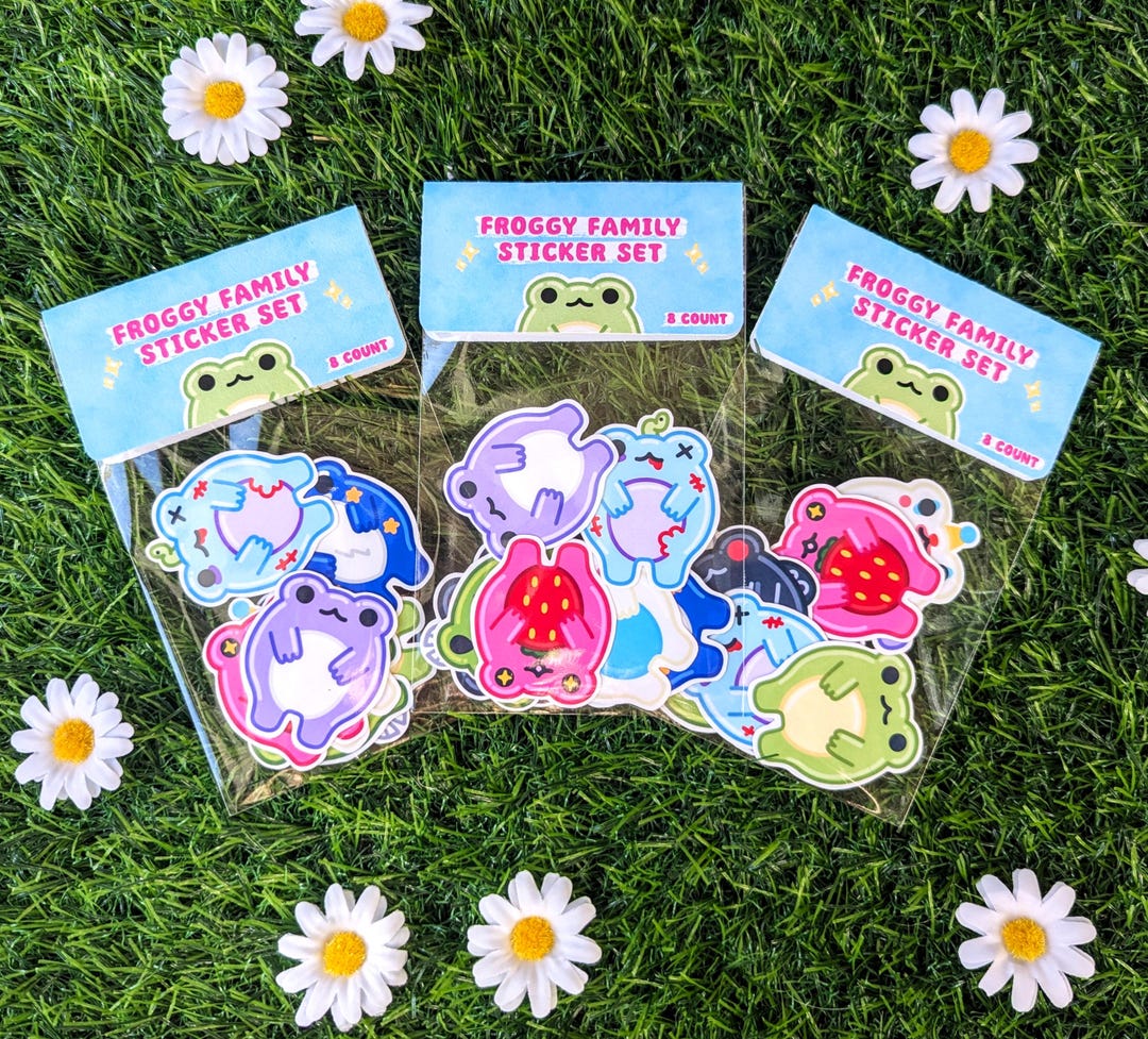 Frog Sticker Pack | Froggy Poof Family | Laminated Vinyl Water ...