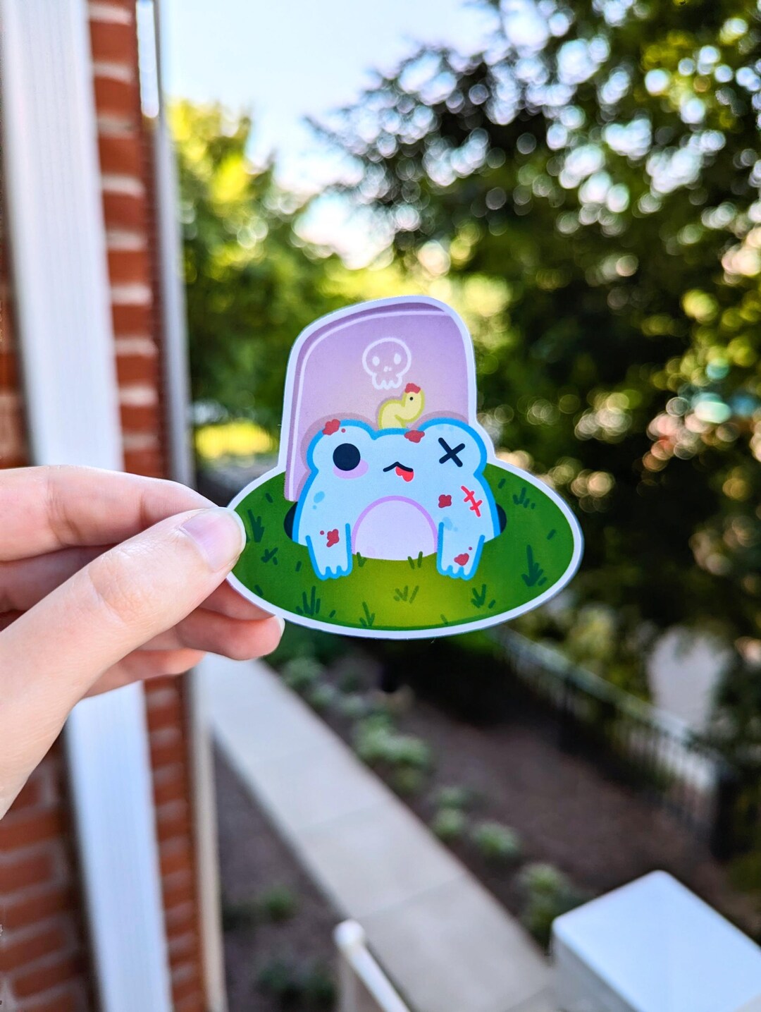 Mort the Zombie Frog Grave Sticker | Vinyl Laminated Water Resistant - Etsy