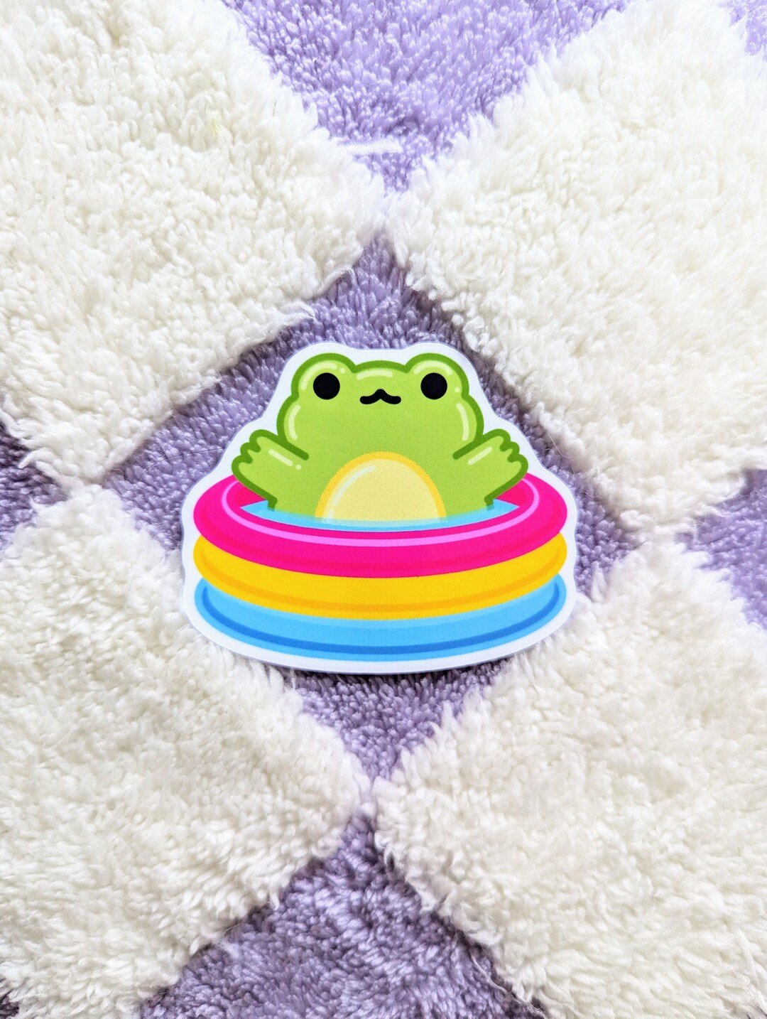 Pool Party Poof Frog Sticker Vinyl Laminated Water-resistant Kiddie ...