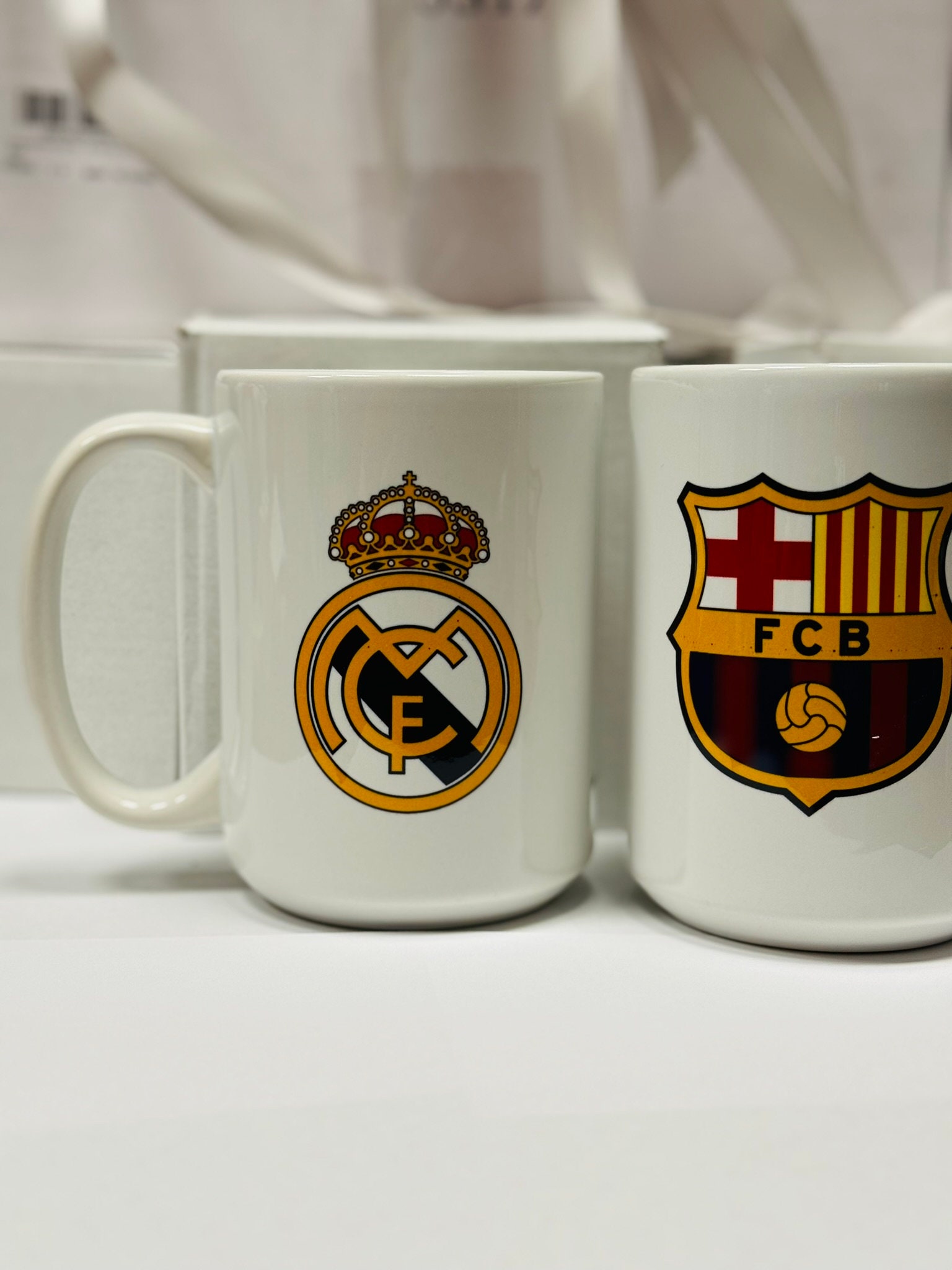 Exclusive 15 Oz Ceramic Soccer Mug for Real Madrid and FC Barcelona ...