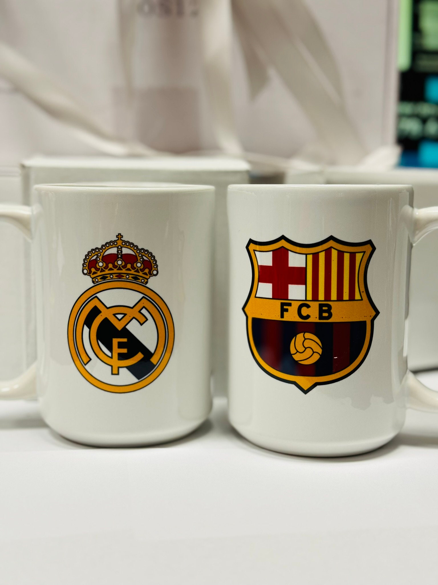Exclusive 15 Oz Ceramic Soccer Mug for Real Madrid and FC Barcelona ...